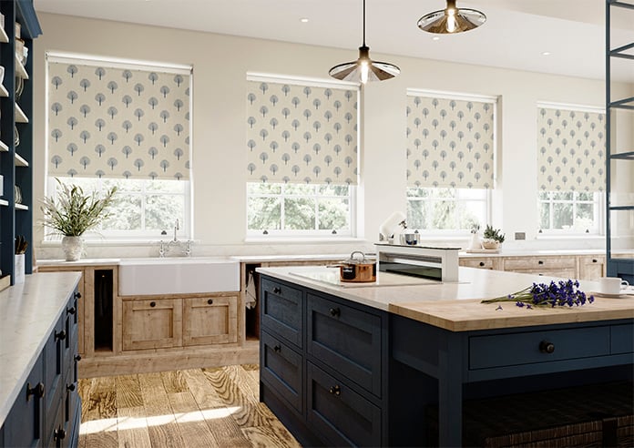 Emily Bond Yew Tree, Navy - Roller Blind | 247Blinds