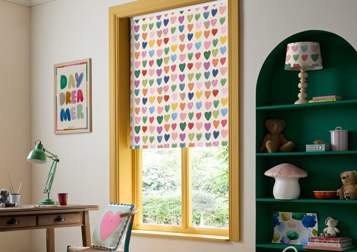 Wee Blue Bell Love Hearts, Multi - Roller Blind | 247Blinds