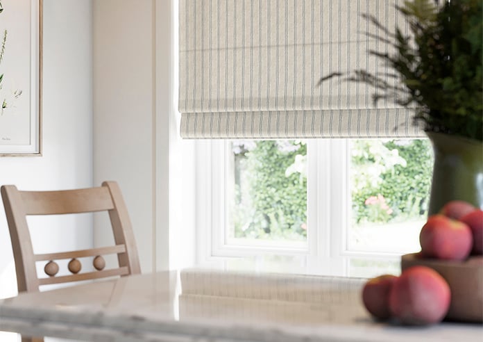 Emily Bond George Stripe Print, Charcoal - Roman Blind | 247Blinds