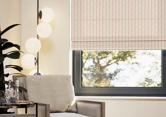 Emily Bond George Stripe Print, Red - Roman Blind | 247Blinds