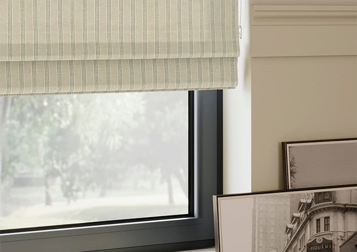 Emily Bond George Stripe, Sage - Roman Blind | 247Blinds