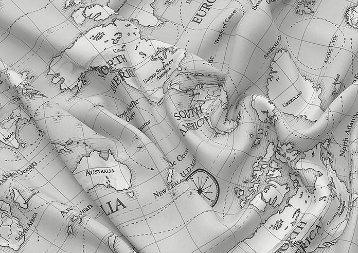 Maps, Grey - Roman Blind | 247Blinds