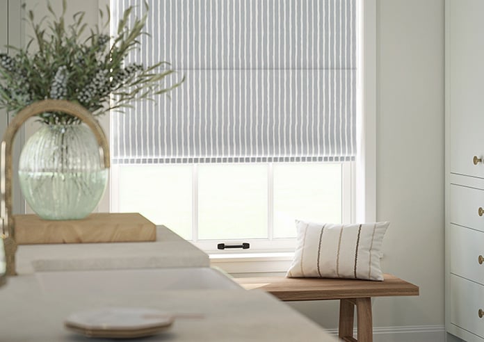 Vintage Stripe, Cool Grey - Roman Blind | 247Blinds