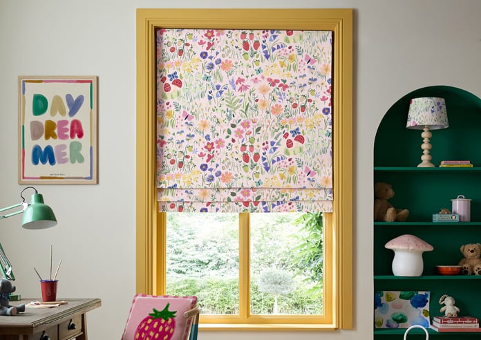 Wee Blue Bell Secret Garden, Rose - Roman Blind | 247Blinds