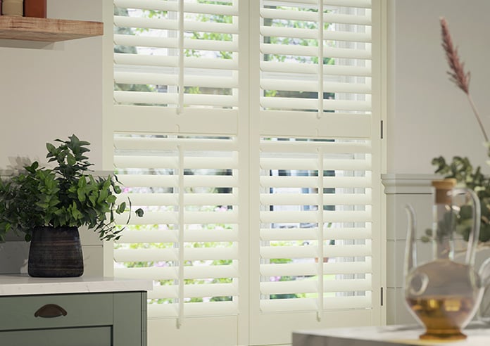 Kensington, Cream - Full Height Twist&Fit Plantation Shutter | 247Blinds