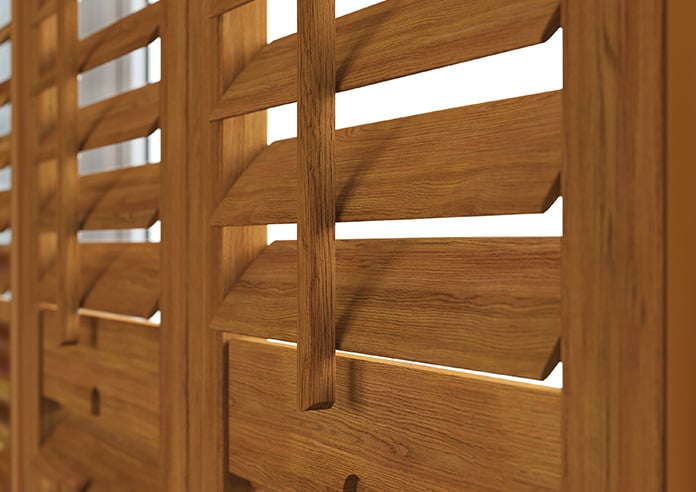Kensington, Teak - Full Height Twist&Fit Plantation Shutter | 247Blinds