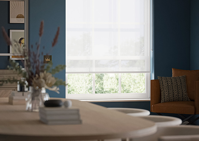Valencia Voile, Coastal White - Twist&Fit Roller Blind | 247Blinds
